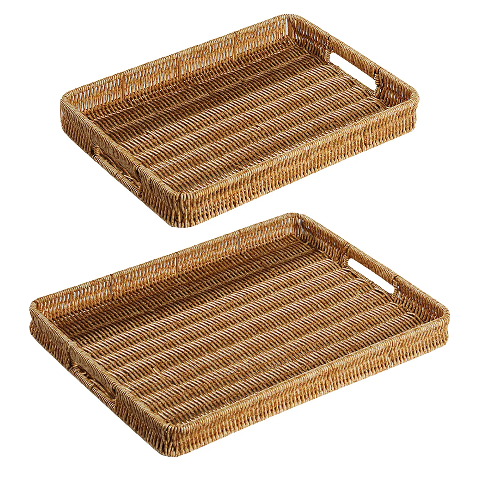 Multi Purpose Rectangular Rattan Storage Container Baskets With Handle ...