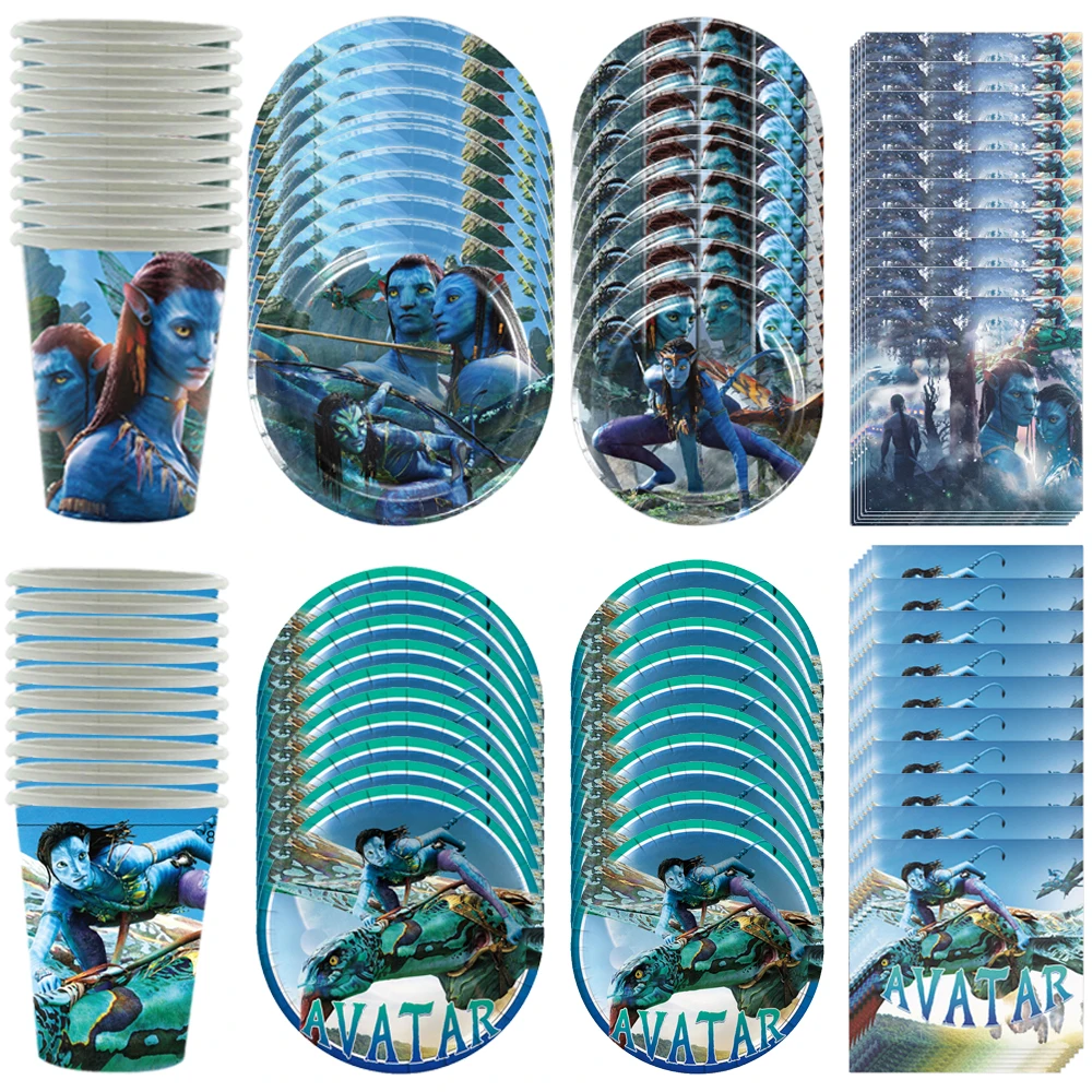 Avatar-Theme-Birthday-Party-Disposable-Tableware-Paper-Cups-Spoon-For ...
