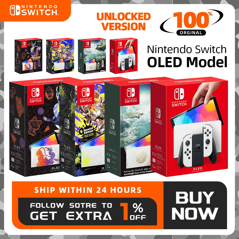 Nintendo-Switch-OLED-Model-7-Inch-Screen-Joy-Con-Handle-Enhanced-Audio ...