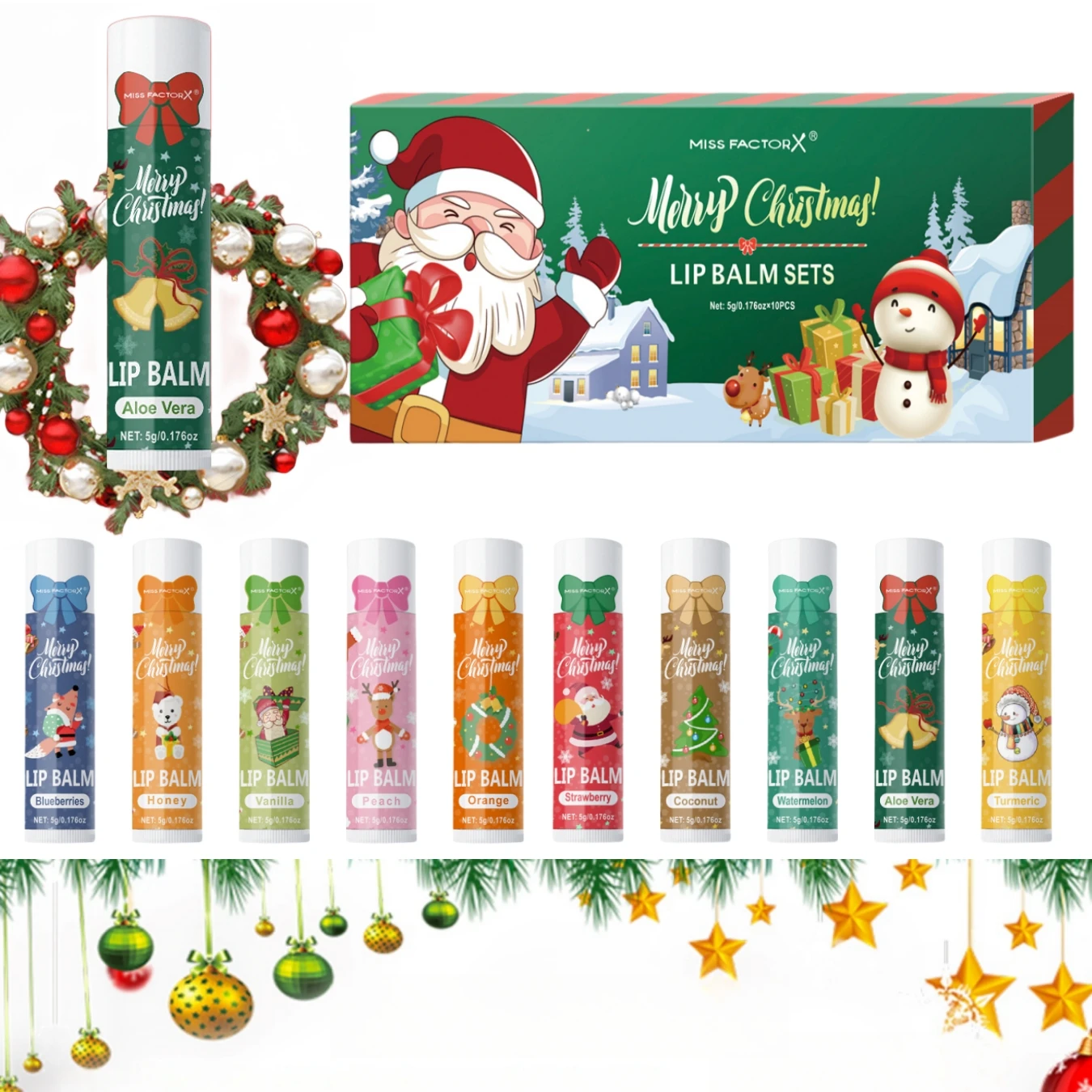 10PCS/Box Christmas gift box, lip balm set, deeply hydrating lip ...