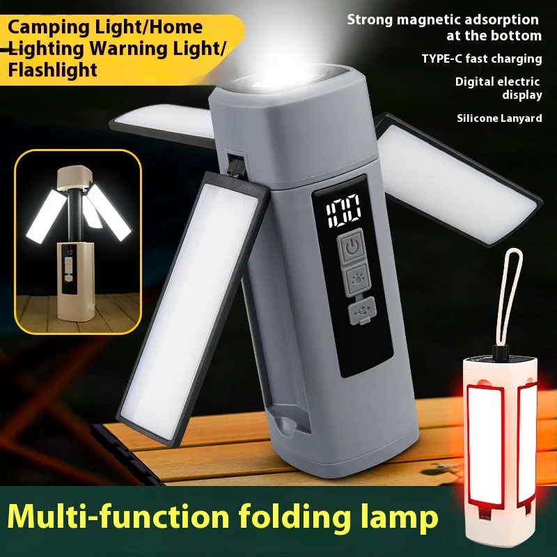 Foldable LED Table Lamp Rechargeable 1800mAh Portable Flashlight 7 ...