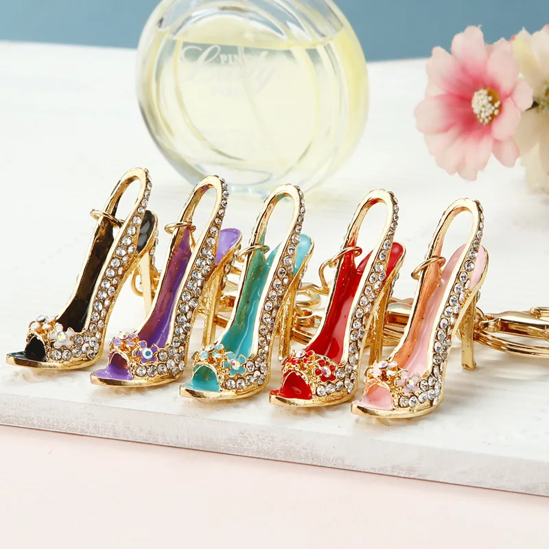 Fashion Rhinestone Heels Shape Alloy Keychain Creative Handbag Charms ...