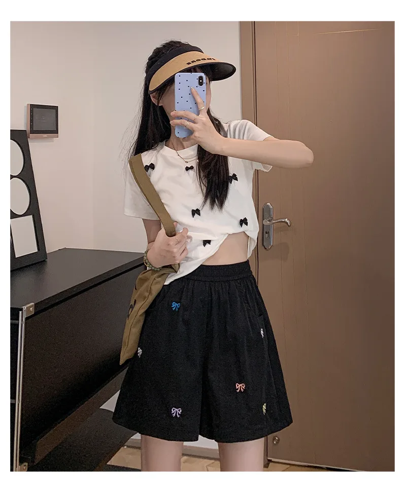 Summer-2024-Women-S-Casual-Bow-Embroidery-Three-Point-Shorts-High ...
