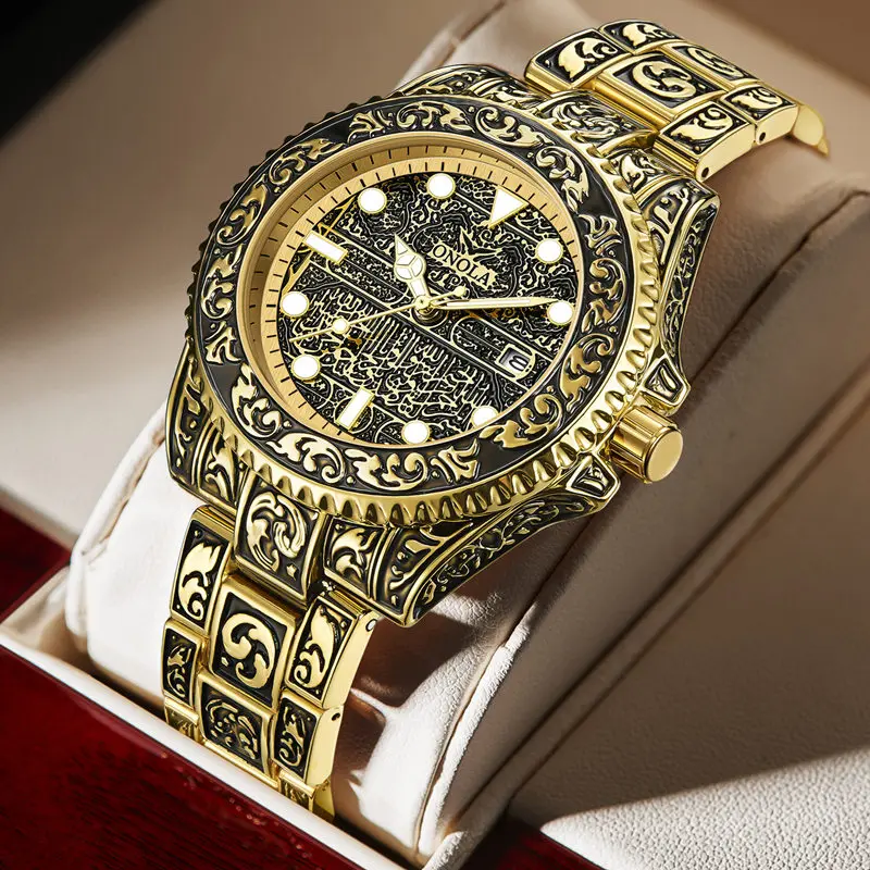 ONOLA Luxury Men's Watches Stainless Steel Band Fashion Waterproof ...