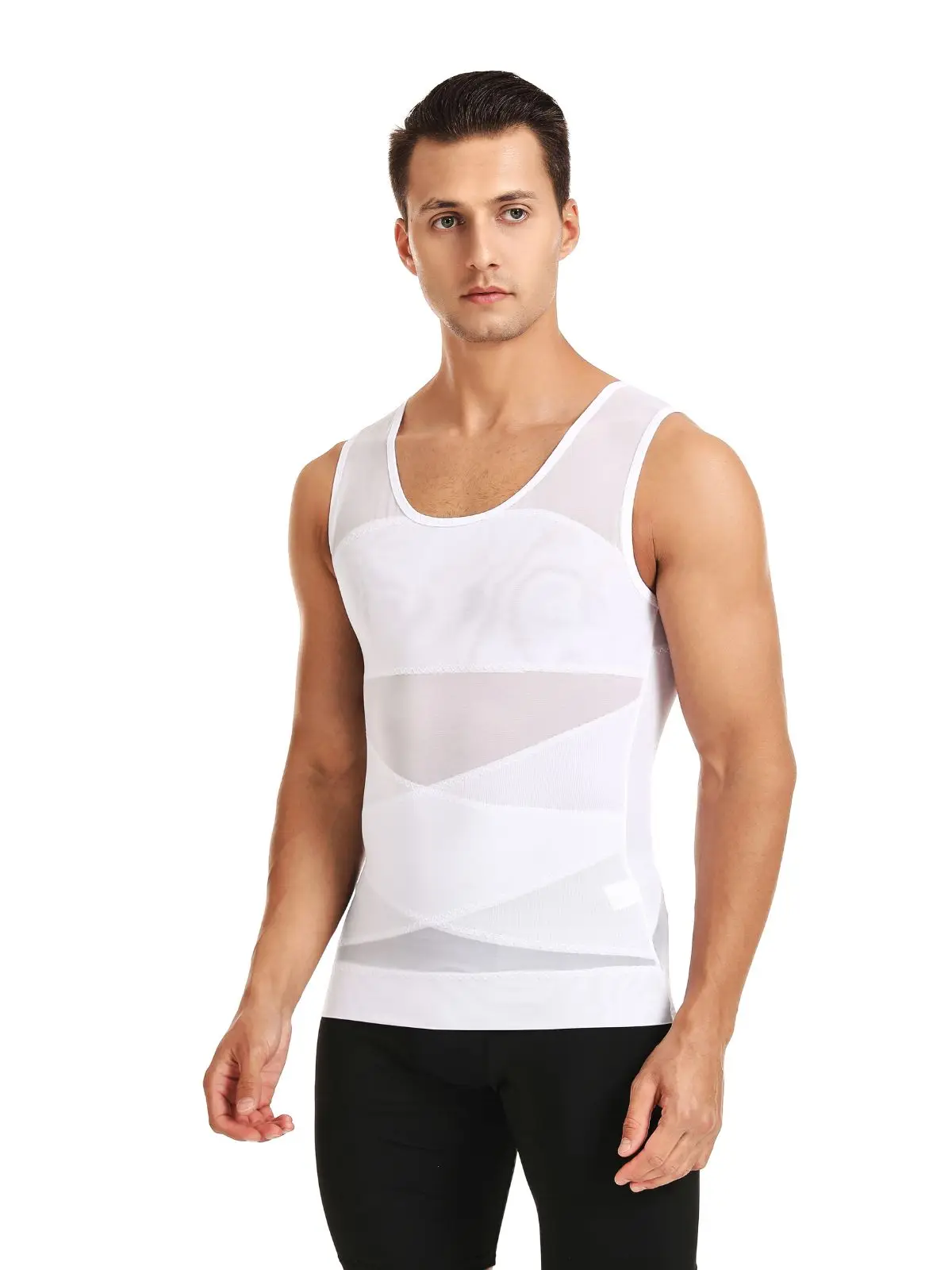 High-Elastic-Double-Layer-Mesh-Cloth-Men-s-Slimming-Vest-Cross-Back ...