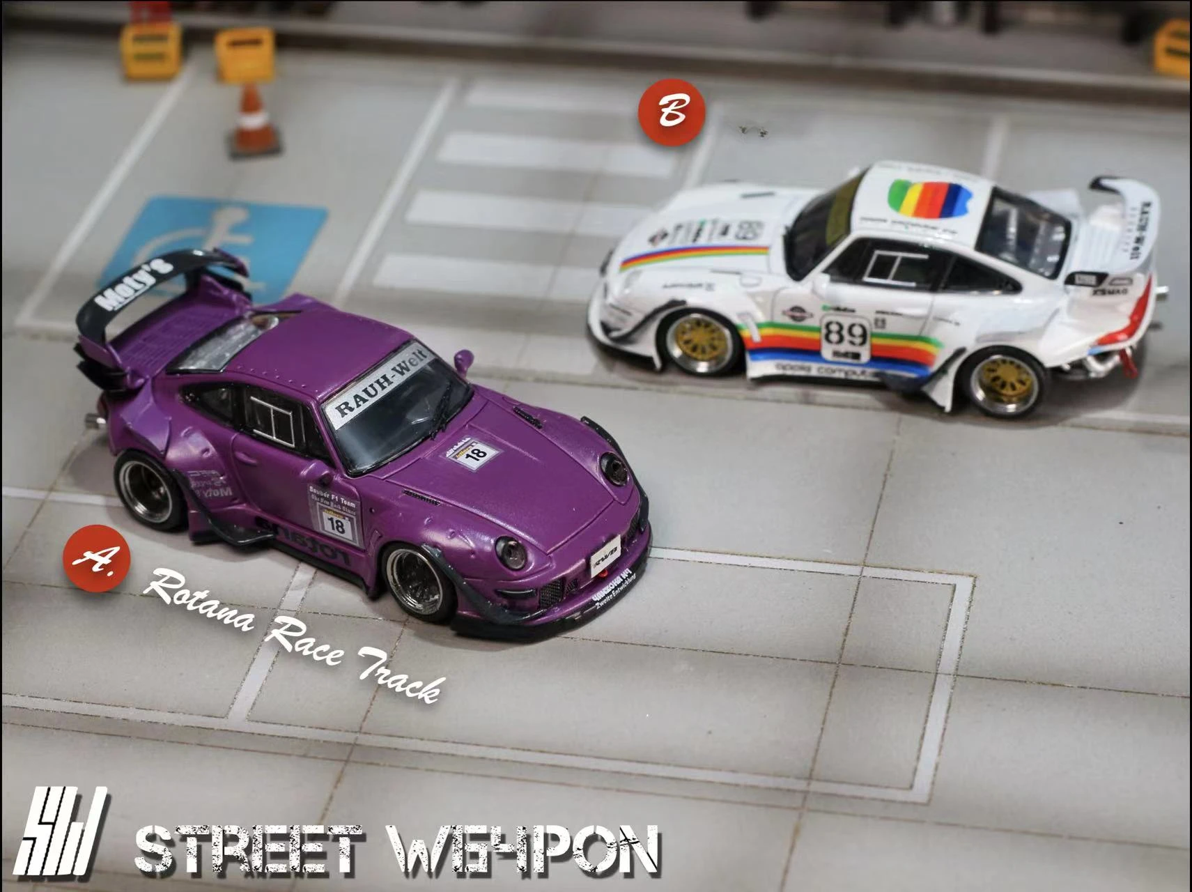 Rauh-Welt-Diecast-Model-Car-SW-1-64-RWB-GT-Wing-roxo-ou-branco-pr ...
