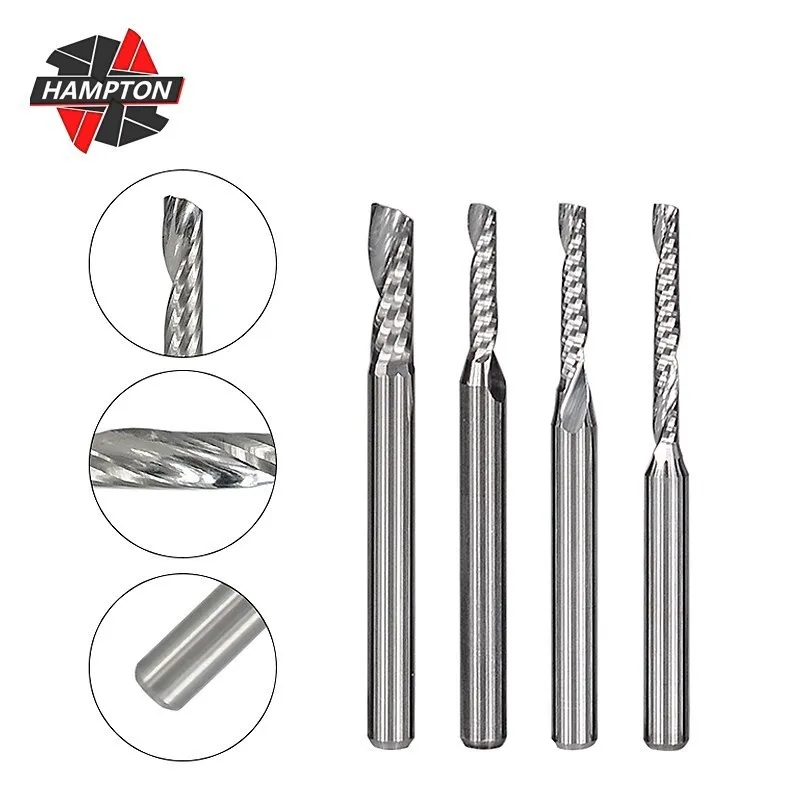 10PCS-Router-Bit-1-8-inch-Shank-Single-Flute-End-Mill-Carbide-Milling ...