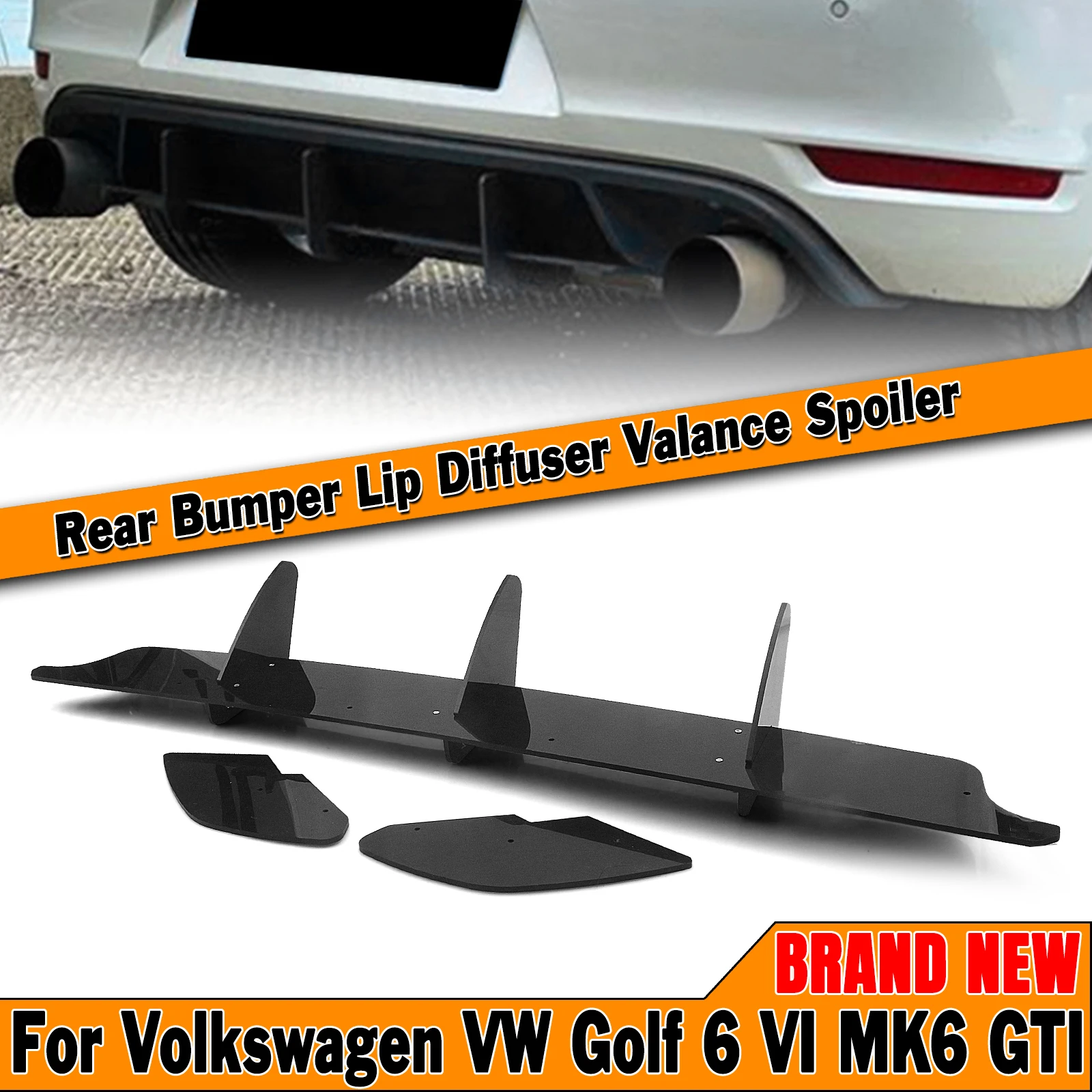 For-Volkswagen-VW-Golf-6-VI-MK6-GTI-2010-2014-Rear-Bumper-Diffuser-Lip ...