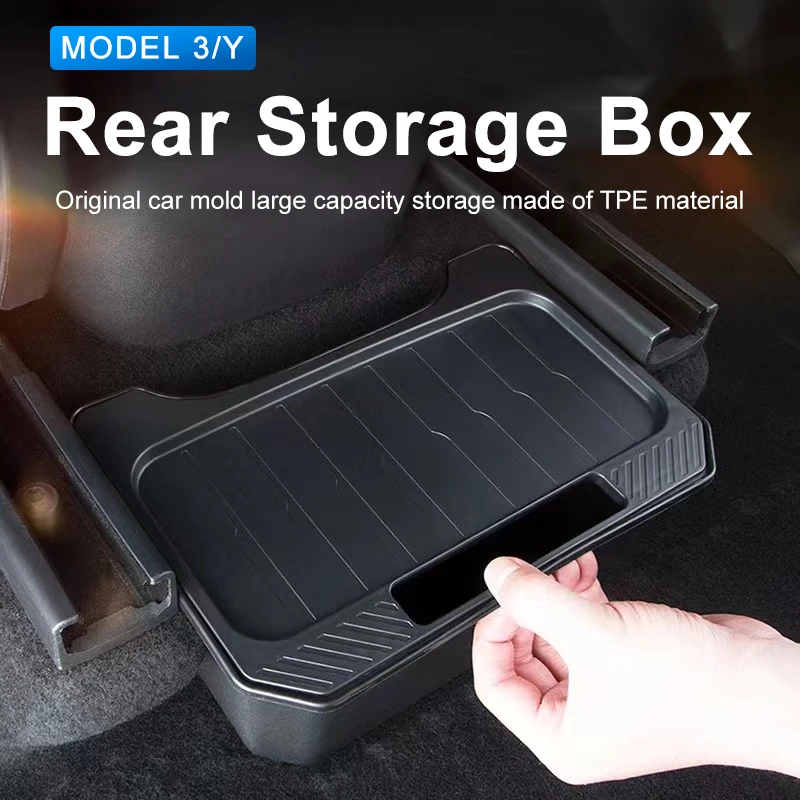 Suitable-for-Tesla-Model-Y-Under-Seat-Storage-Box-Rear-Storage-Box-TPE ...