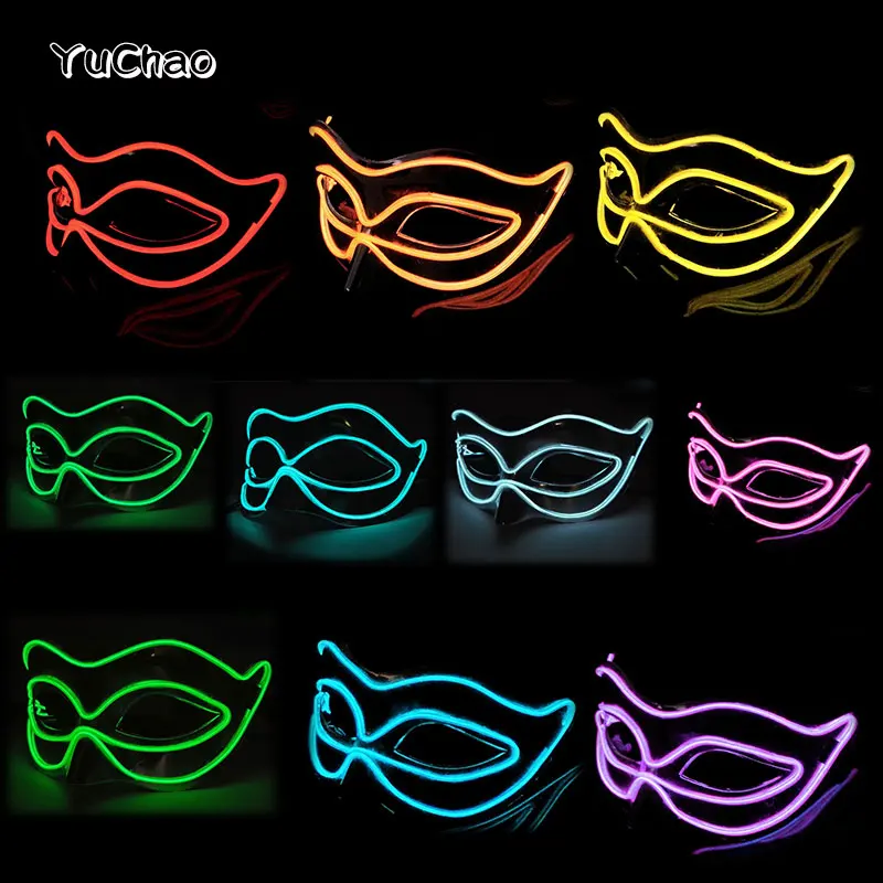 The-New-LED-Luminous-Half-Face-Fox-Mask-Halloween-Costume-Ball-Dance ...