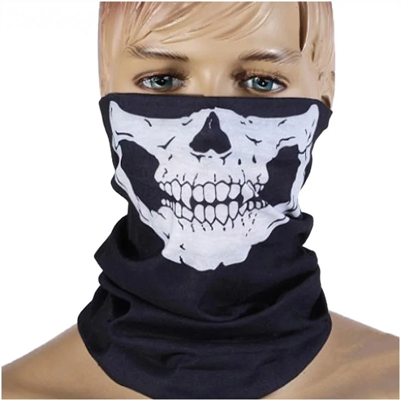 Skull Head Mask Ghost Face Halloween Party Men Women Cool Black Long ...