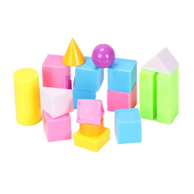 Colorful Geometric Solids Building Block Set 3D Shapes Montessori ...