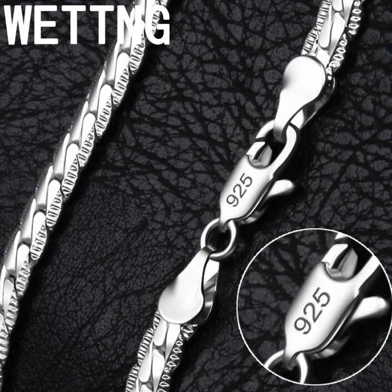 S925 스털링 실버 골드, 솔리드 실버, 사이드 체인 목걸이, 남녀공용 패션 쥬얼리 선물, 8 인치, 16 인치, 18 인치, 20 인치, 22/24 인치 ...