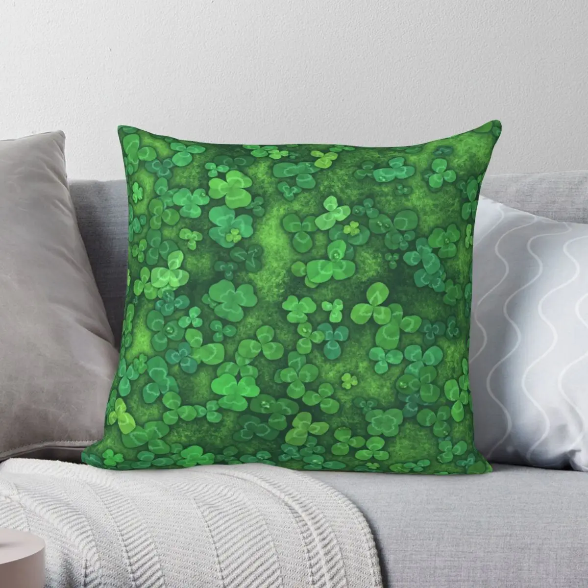 Soft-Clover-Patch-Square-Pillowcase-Polyester-Linen-Velvet-Creative-Zip ...