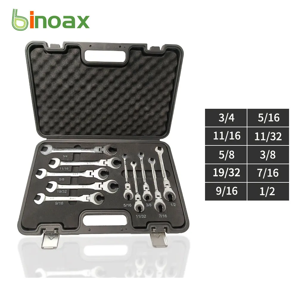 Binoax-SAE-Tubing-Ratchet-Wrench-Set-72-Teeth-Combination-Oil-Wrenches ...