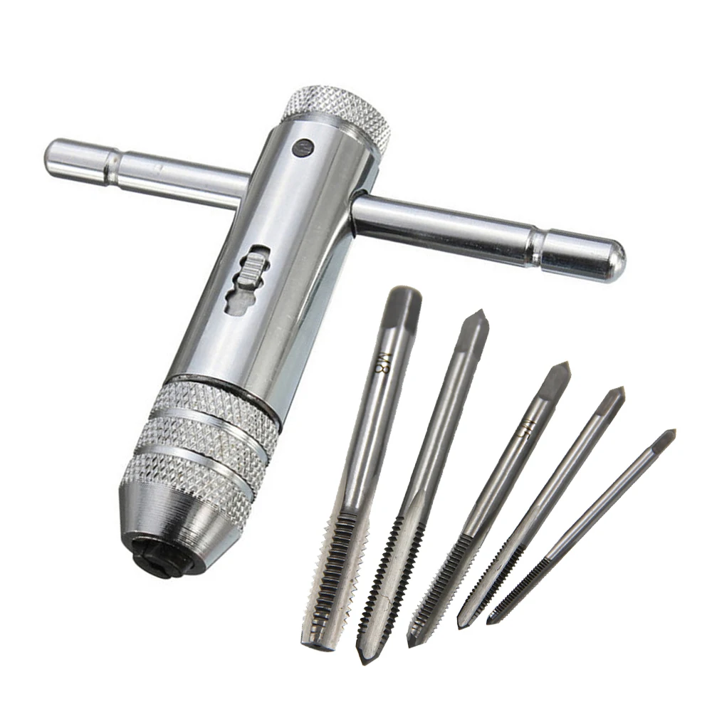 M3-M8 Adjustable Ratchet Wrench 5pc Hand Tap Tapping Forward and ...