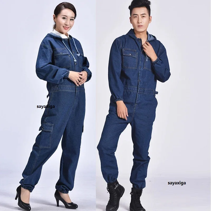 Denim-Working-Uniforms-Flame-Retardant-Welding-Suit-Coverall-Overall ...
