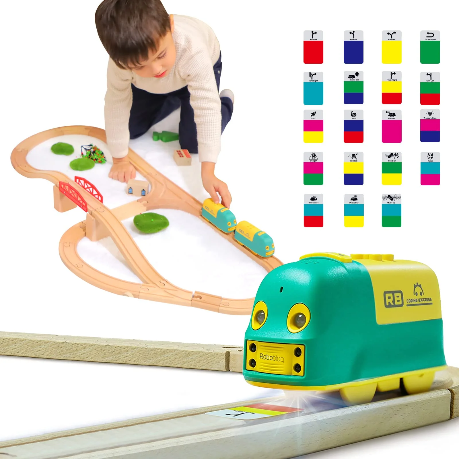 Robobloq-Wooden-Train-Sets-Smart-Train-Toy-for-Preschool-Kids-19-Color ...