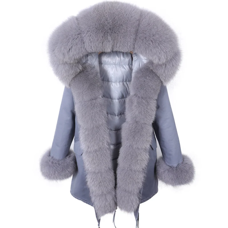 MAOMAOKONG-2023-Winter-Hooded-Thick-Natural-Real-Raccoon-Fur-Collar-Placket-with-Cuffs-Down ...