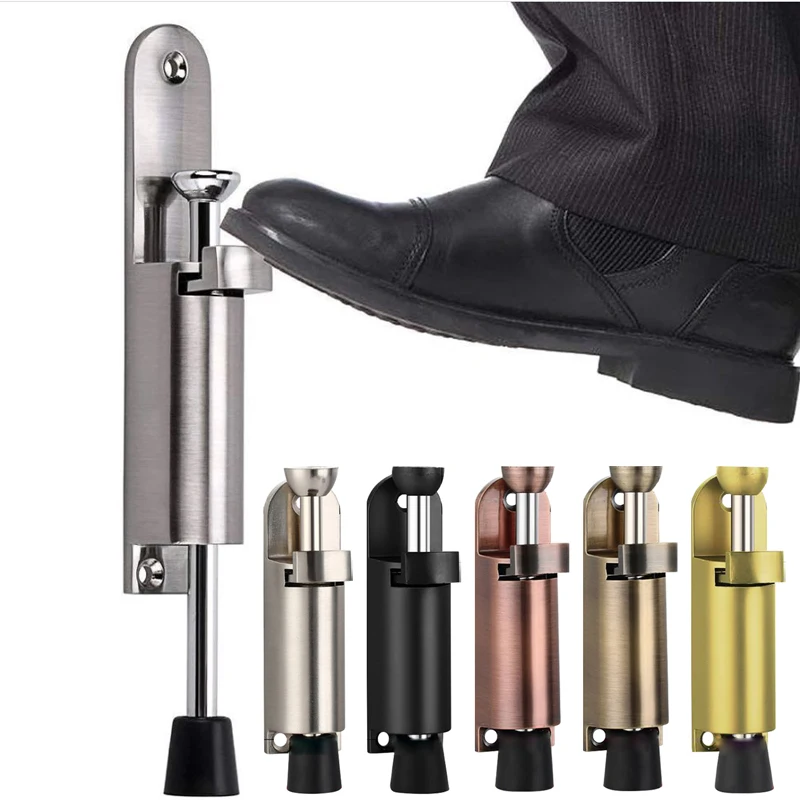 Heavy-Duty-Door-Stopper-Zinc-Alloy-Soft-Rubber-Foot-Spring-Loaded ...