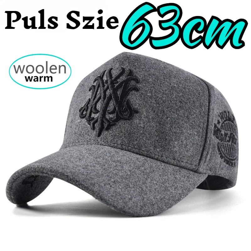 Winter Thick Warm Woolen Big Size 60cm 63cm Baseball Caps Men Big Head ...