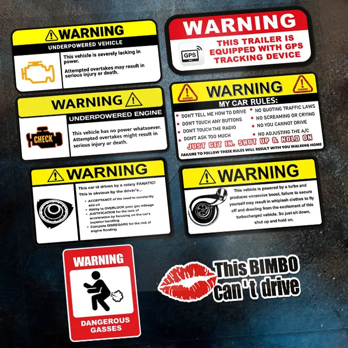 Car-Styling-Sticker-Underpowered-Vehicle-Engine-Turbo-Check-GPS-Alarm ...