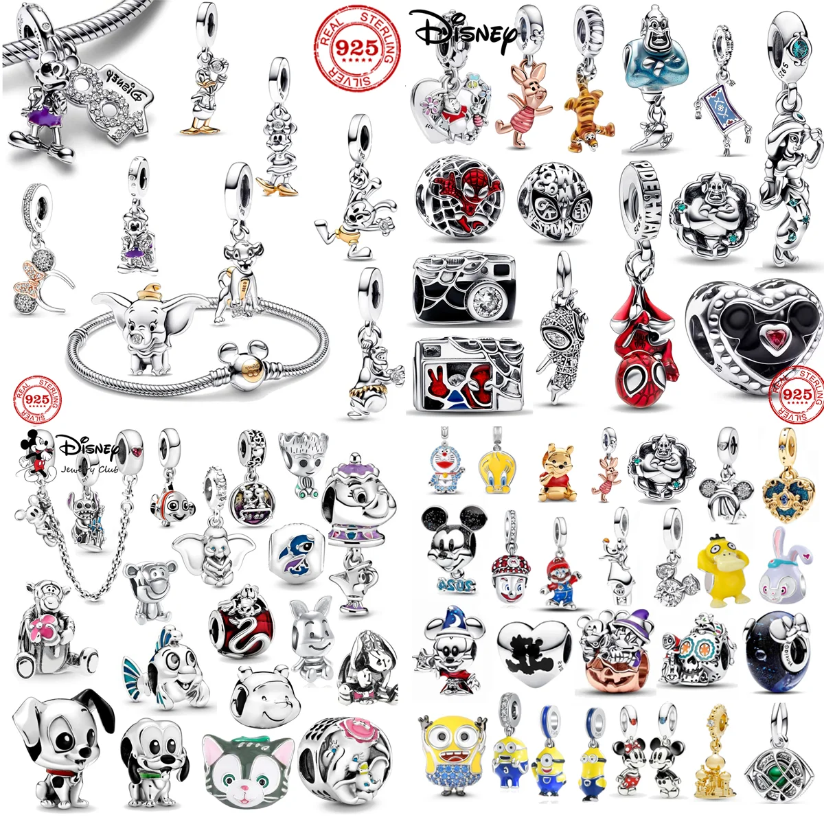 Disney-925-Sterling-Silver-Women-s-Charm-Mickey-Minnie-Mouse-Bead-Chain ...