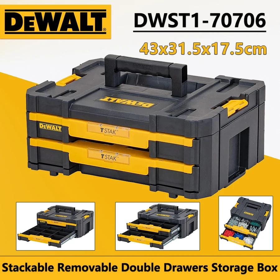 DEWALT DWST1-70706 TSTAK® Double Shallow Drawers Storage Box: Real ...