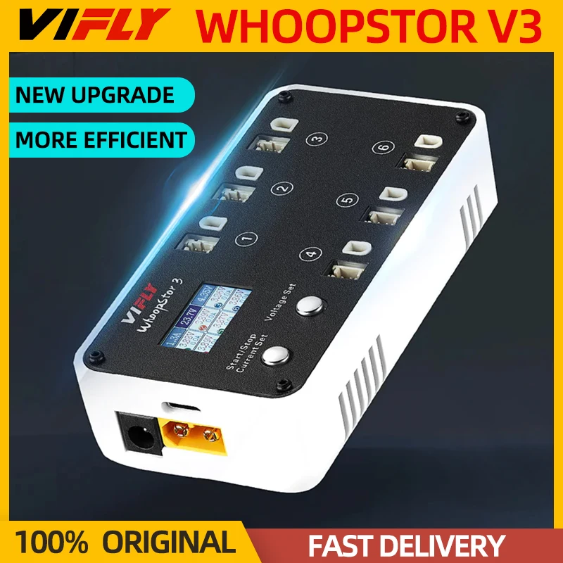 NEW VIFLY WhoopStor 3 V3 6 Ports 1S LIPO LiHV Battery Charger Discharger Storage LCD TYPE-C DC ...