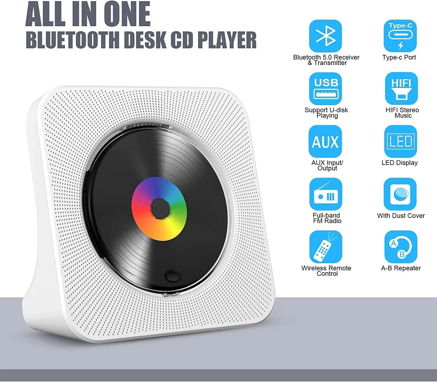 Bluetooth Cd Player Portable CD Player With Bluetooth & HiFi Speakers ...