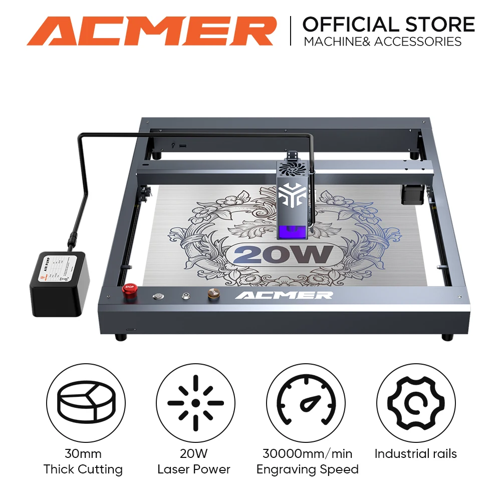 ACMER-P2-20W-Laser-Engraver-Cutting-Machine-Automatic-Air-Assist-CNC ...