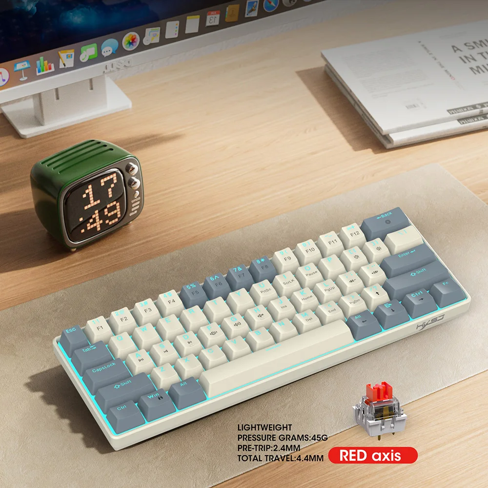 V900-Red-Switch-Mechanical-Keyboard-USB-Wired-Mini-Size-61-Key-Gaming ...