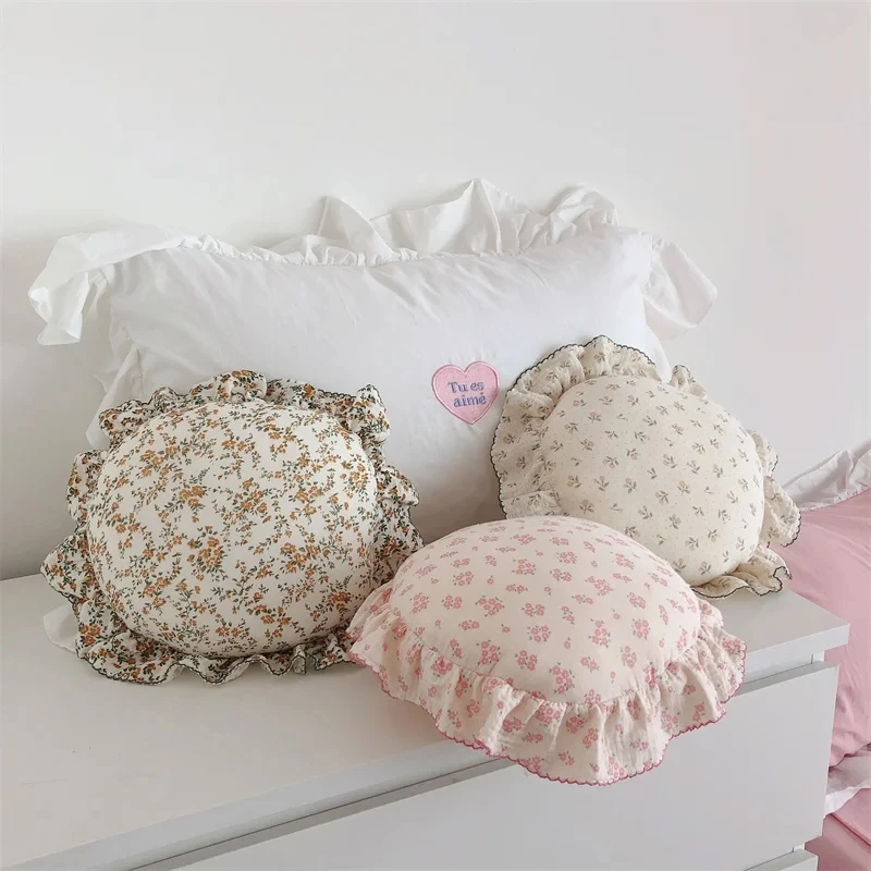 INS-Round-Ruffle-Edge-Floral-Throw-Pillow-Stuffed-Cushion-Girl-Heart ...