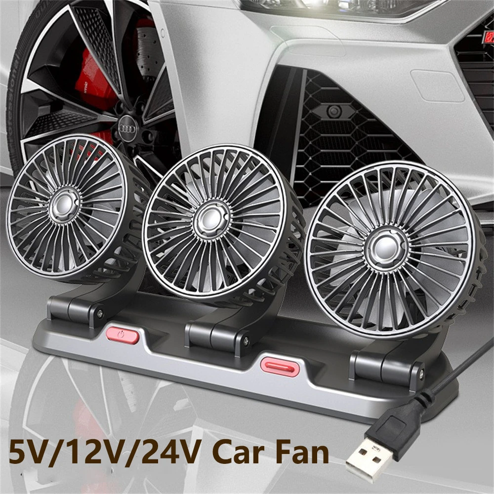 Car Fan 360 Adjustable 3 Head Air Fan Automotive Electric Fan Usb/12v ...