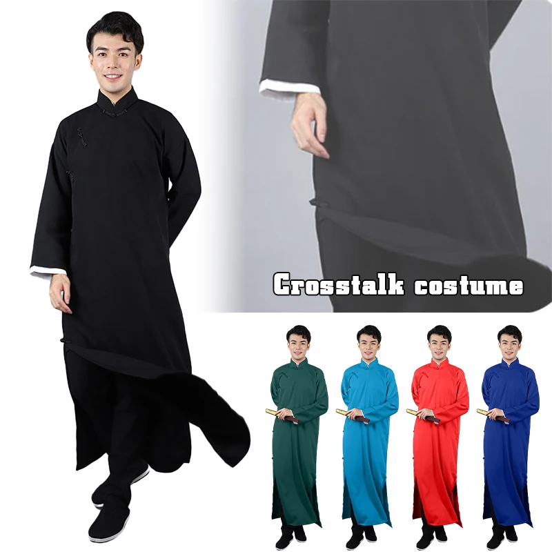 Men Chinese Traditional Hanfu Tang Suit Kung Fu Tai Chi Long Robes ...