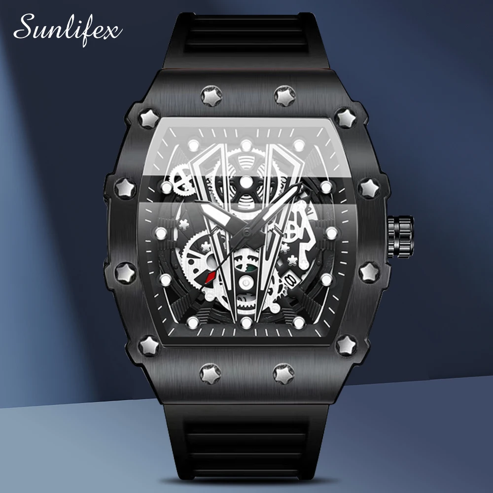 Watch-Large-Dial-For-Men-Quartz-Waterproof-Sport-Square-Luminous-Watch ...