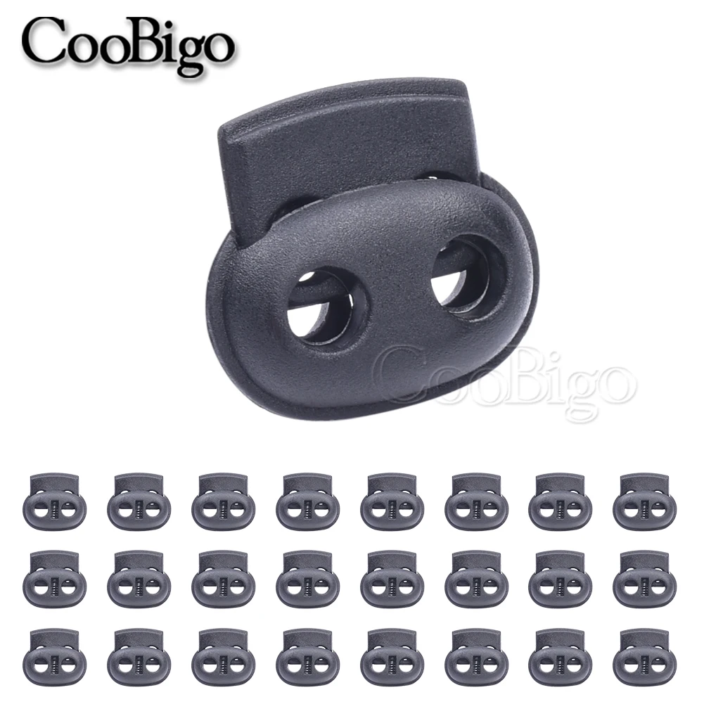 10pcs Plastic Cord Locks Spring Toggle Stopper Fastener Clips Double ...