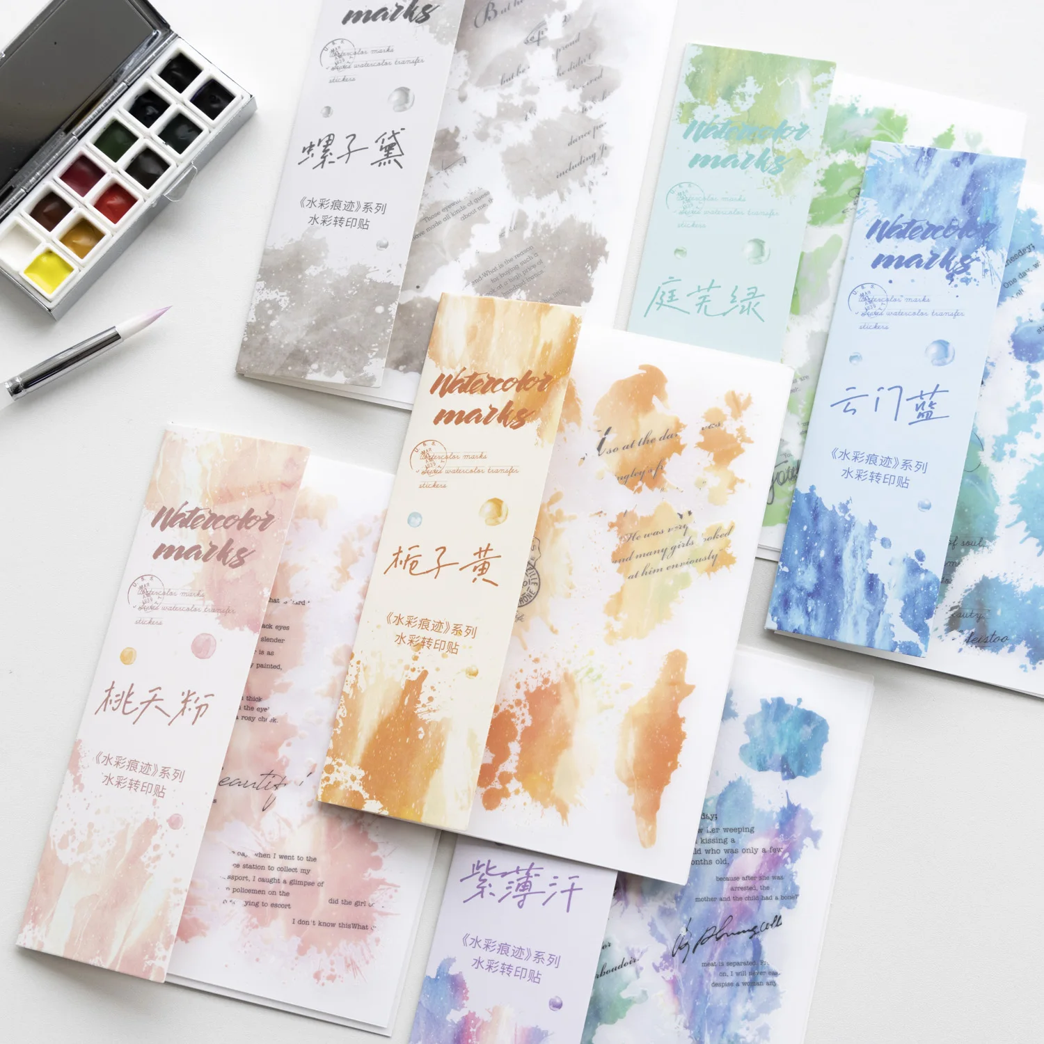 3-Sheets-Watercolor-Trace-Series-Pattern-PVC-Transfer-Sticker-Creative ...