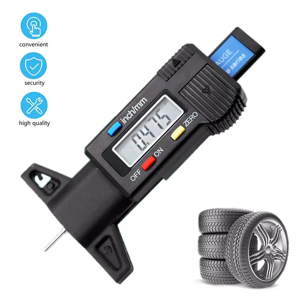 Digital Car Tyre Tire Tread Depth Gauge Meter Auto Tire Wear Detection Measuring Tool Caliper ...