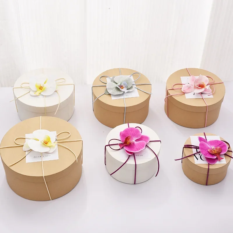 Premium Brown Kraft Paper round Baking Gift Box Diy Bridesmaid Handmade ...