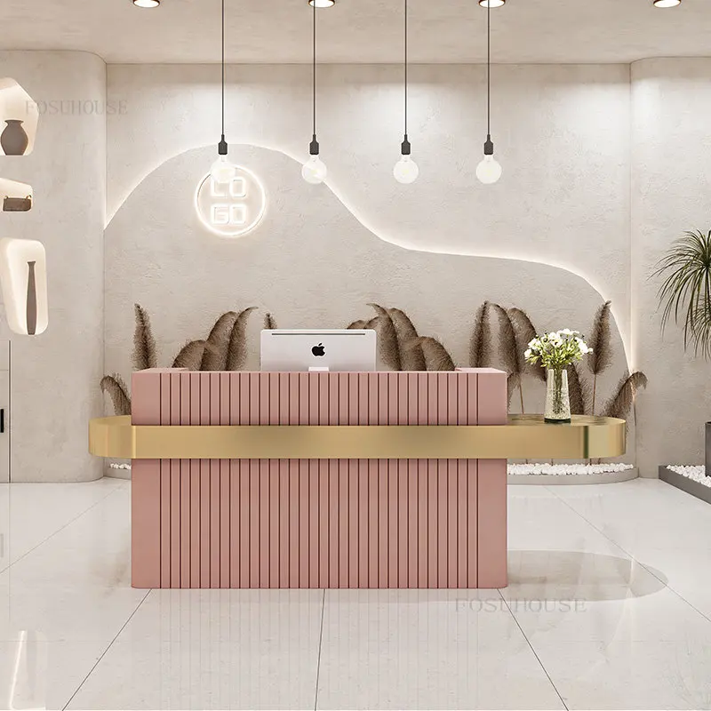 Stainless Steel Clothing Store Reception Desks Simple Modern Barber ...