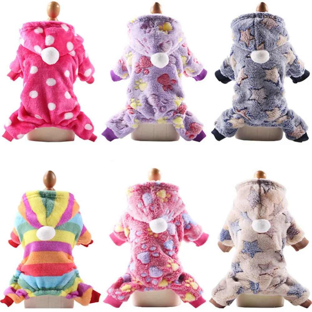 Dog Pajamas Fleece Jumpsuit Autumn Winter Dog Clothes Four legs Warm ...