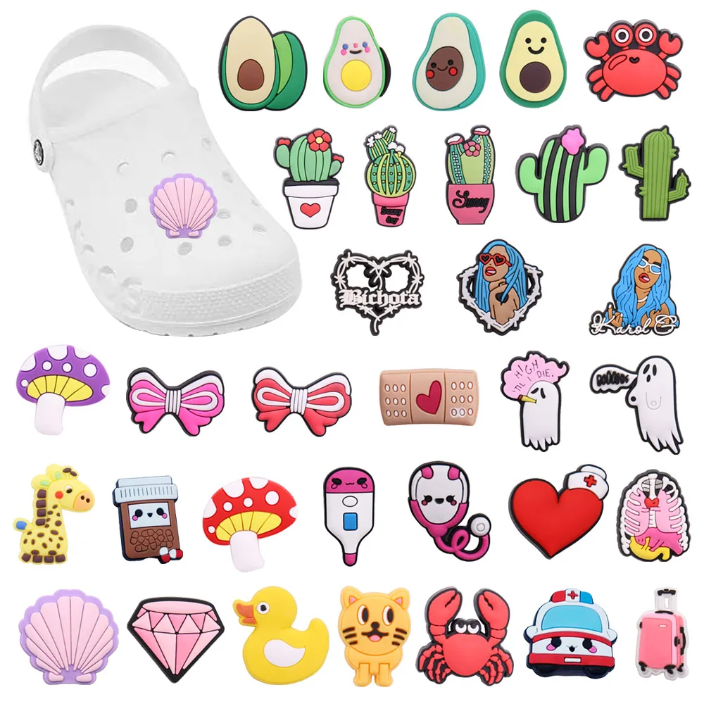 1PCS PVC Avocado Cactus Ambulance Giraffe Kids Cute Shoe Button Famous ...