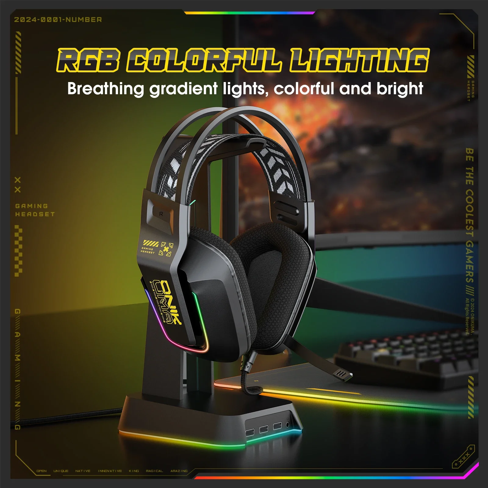 ONIKUMA-X13-Gaming-Headset-with-microphone-RGB-lights-Over-Ear-Wired ...
