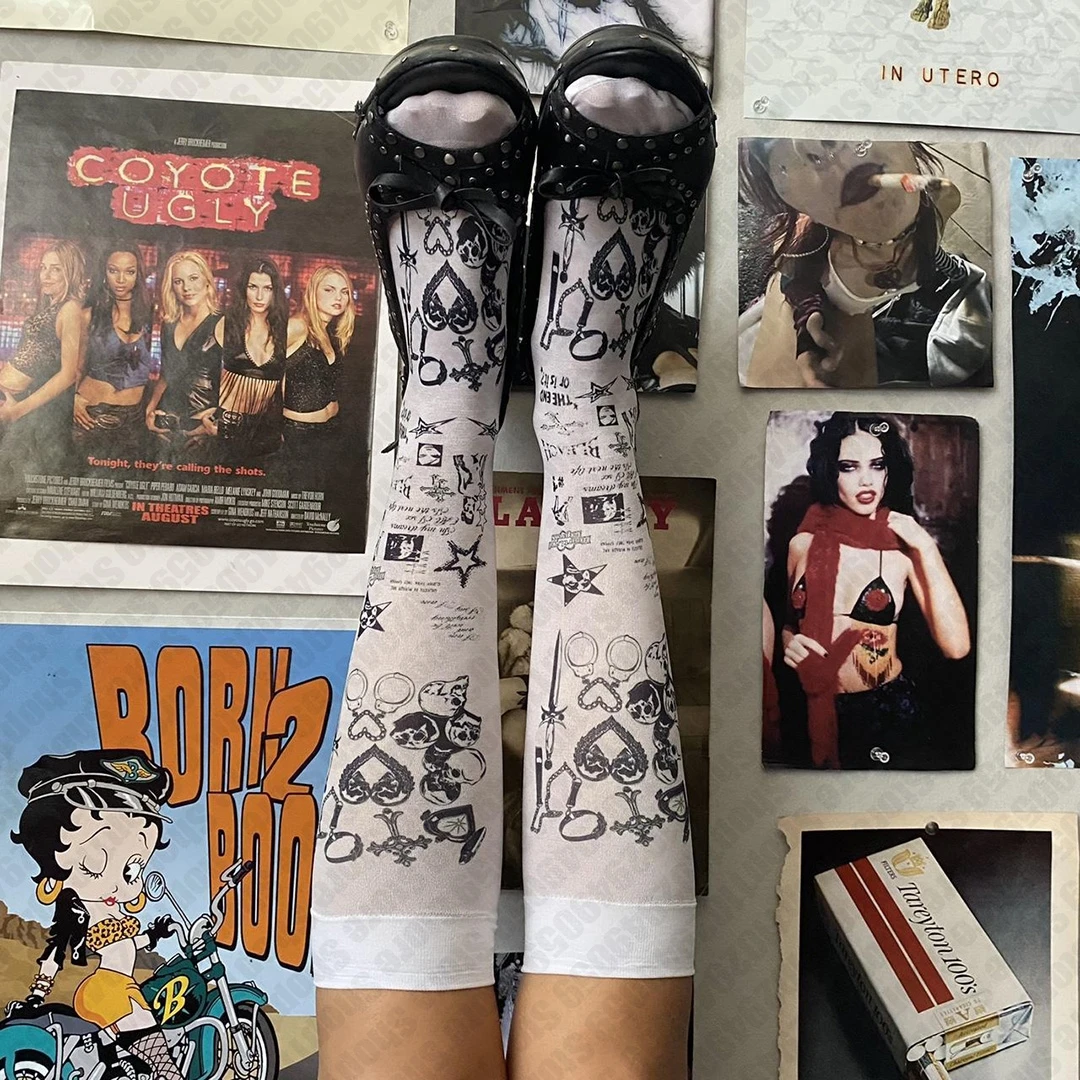 Y2K Style Over Knee Cute Thigh High Socks Indoor OutdoorPunk Women's ...