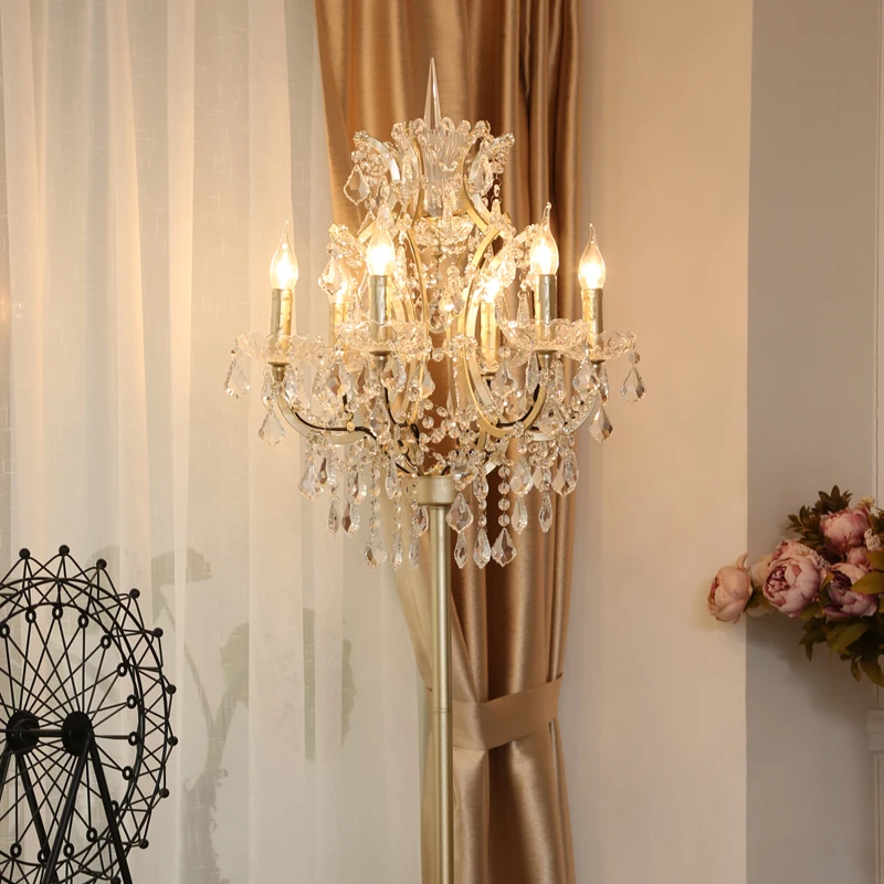 Luxury Crystal Floor Lamp Living Room Bedroom Bedside Lamp European ...