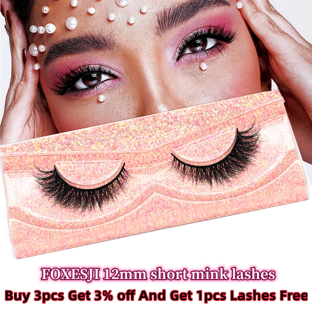 FOXESJI-9mm-14mm-Short-Mink-Lashes-Natural-Soft-Fluffy-Wispy-Mink-False ...