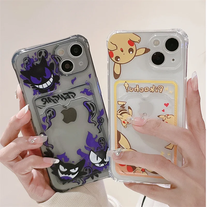 Funda de teléfono con bolsa de tarjetas suave de Pokemon Pikachu Ganger ...