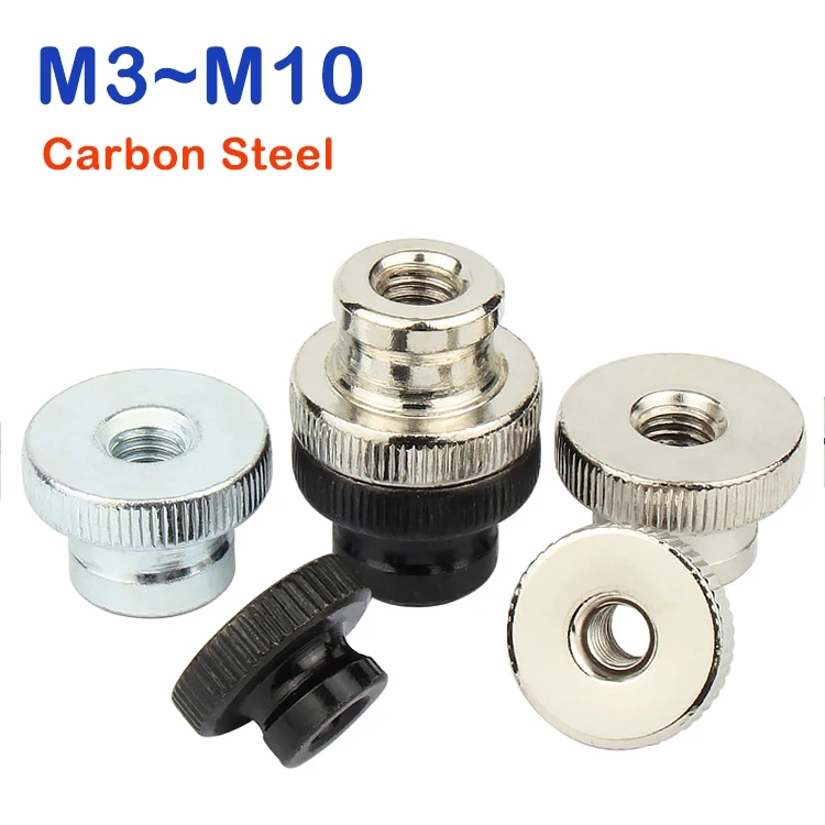 M3 M4 M5 M6 M8 M10 High Head Knurled Tighten Hand Nut Carbon Steel ...