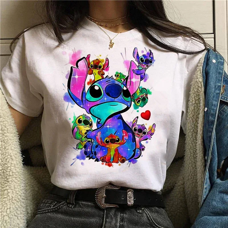 Camiseta de algodón para niños de Kawaii Disney Lilo Stitch, camiseta ...
